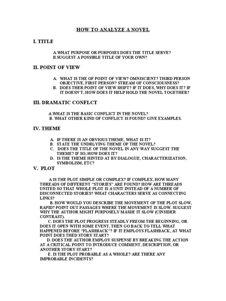 Analyzing a Novel: Key Elements Guide | PDF