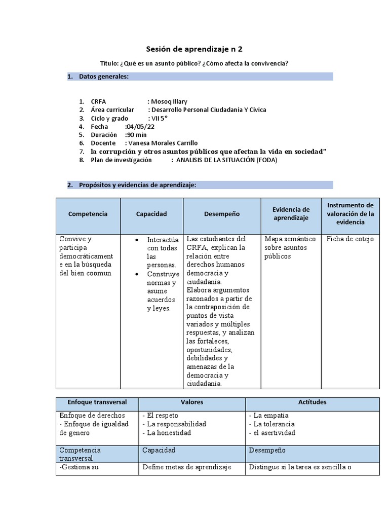 Sesion 2 DPCC 5to | PDF Sesion 2 DPCC 5to | PDF