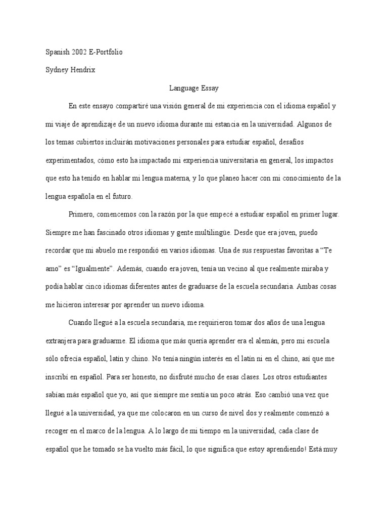 Spanish Essay | PDF | Lengua española | Cognición