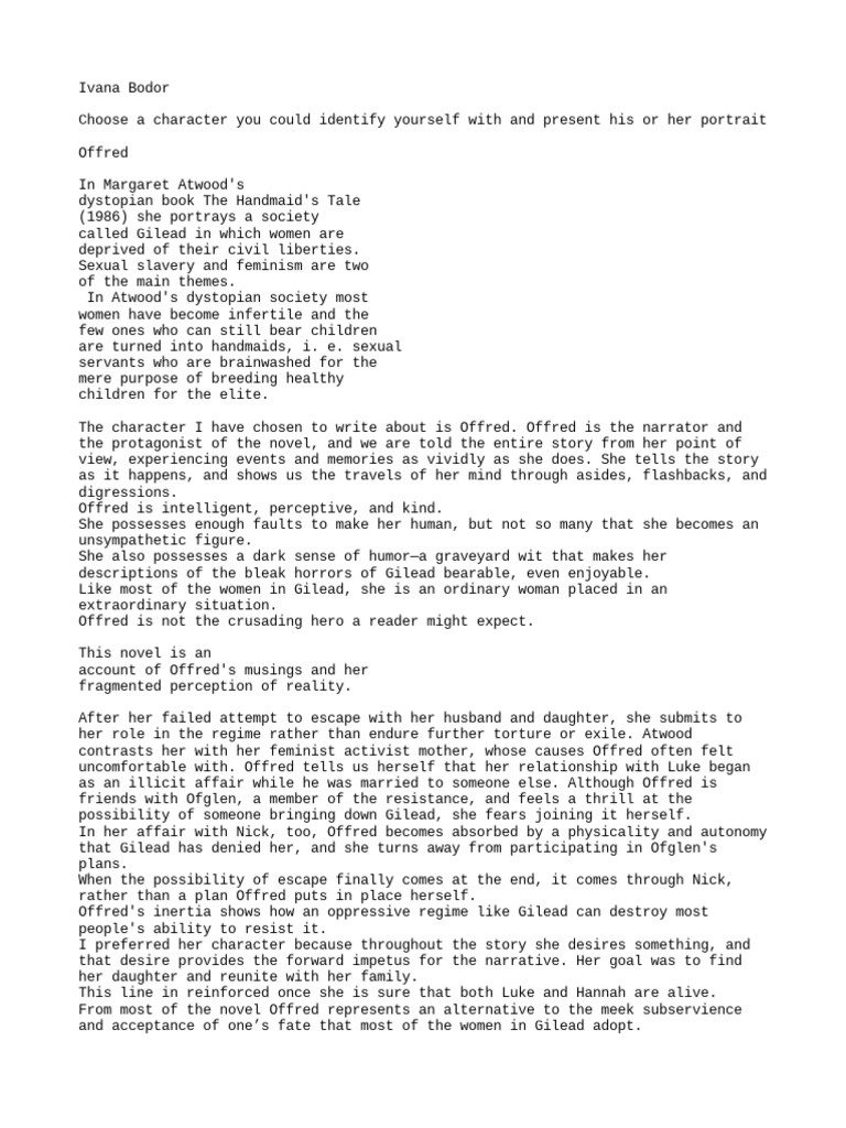 The Handmaid's Tale Essay | PDF