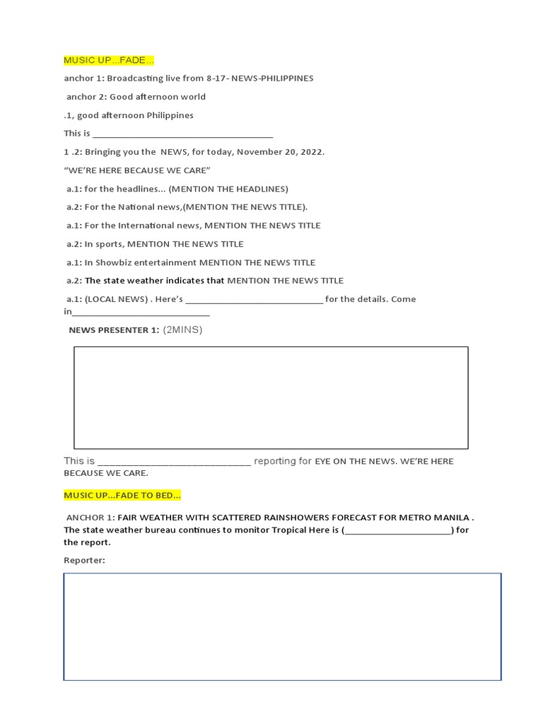 NEWSCASTing Template | PDF | Sports & Recreation | Games & Activities