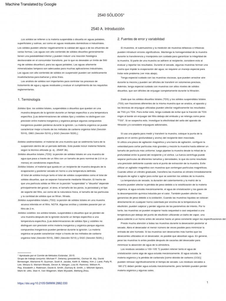 Apha 2540 Solids | PDF