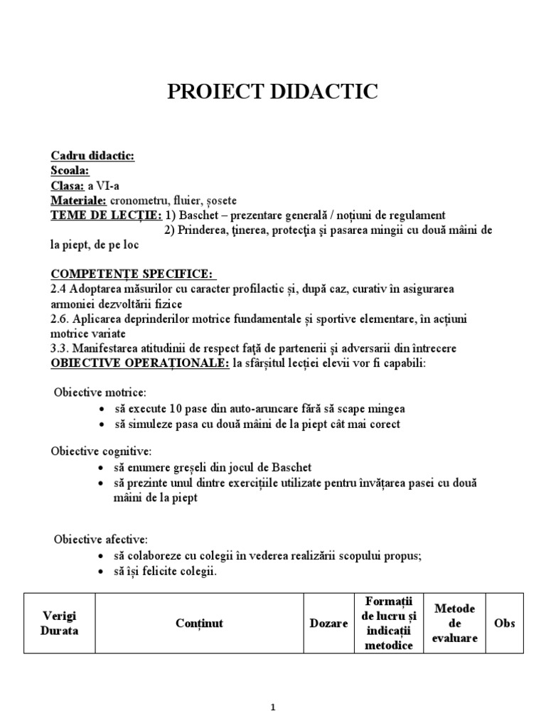 Plan de Lectie 6a Didactic | PDF