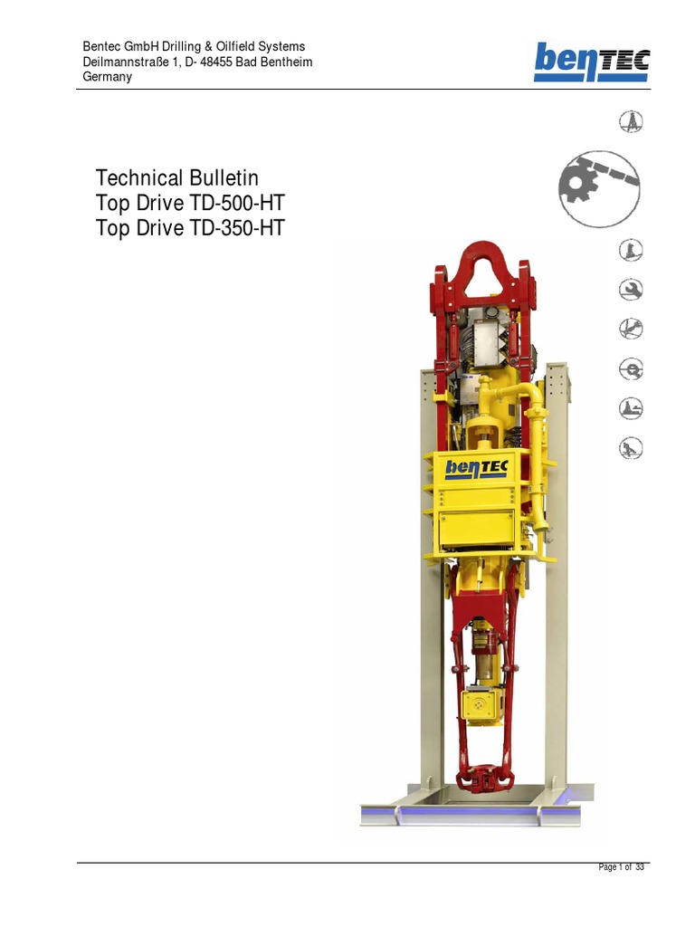 Technical Bulletin Top Drive TD-500-HT Top Drive TD-350-HT | PDF ...