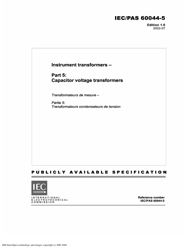 IEC 60044-5 Instruments Transformer - Part 5 Capacitor Voltage ...