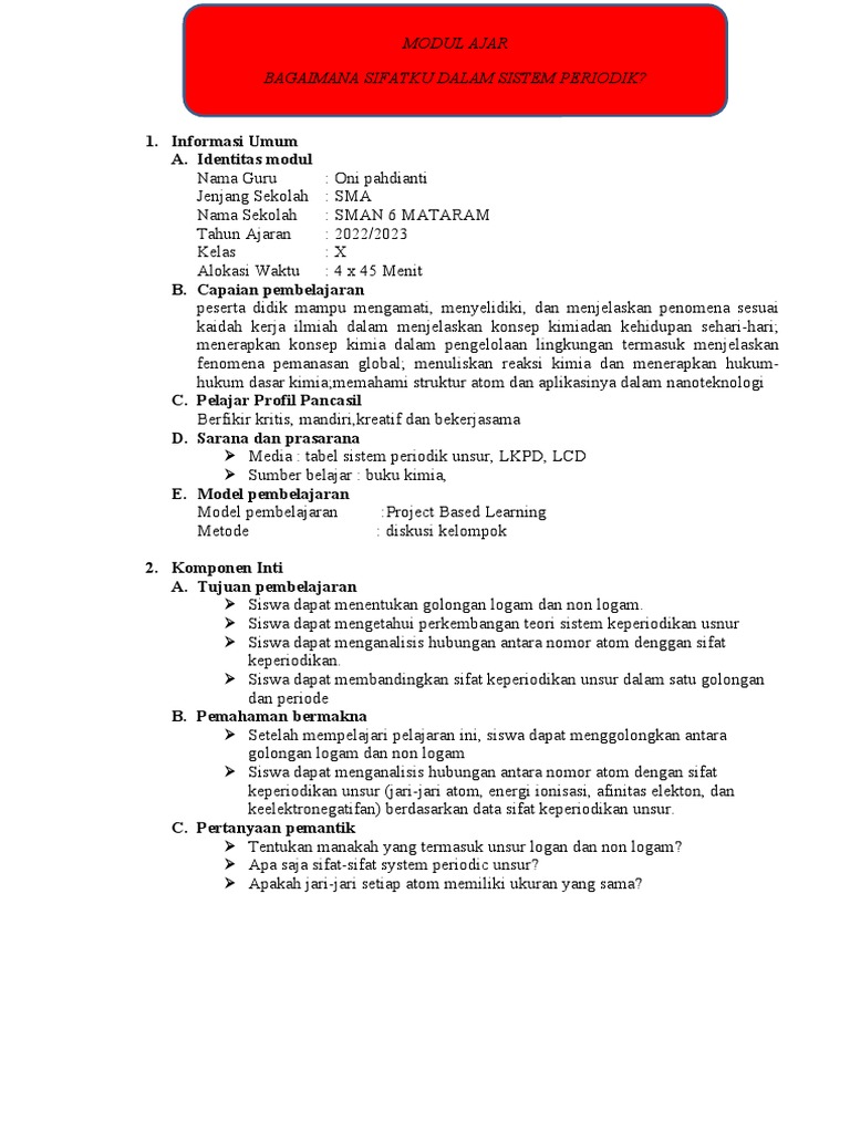 MODUL AJAR Materi Spu Fix | PDF