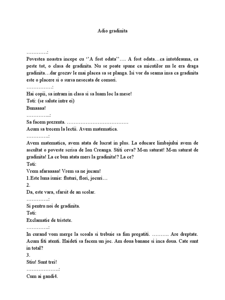 Adio Gradinita | PDF