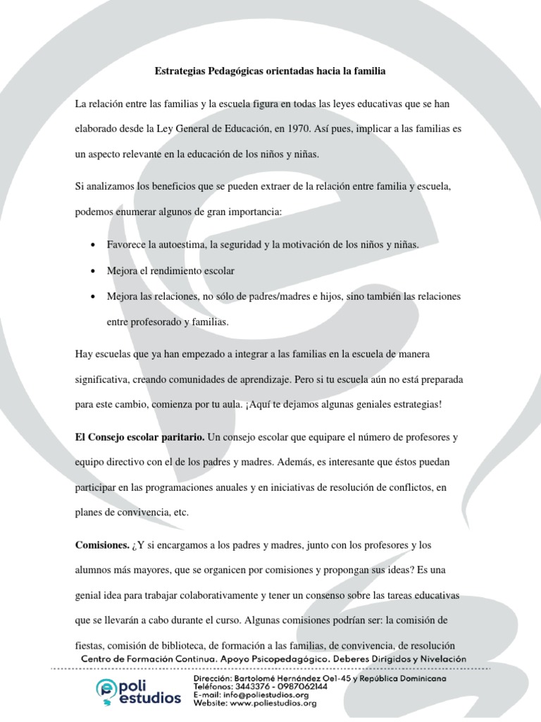 Estrategias Pedagógicas Orientadas Hacia La Familia | PDF | Familia ...