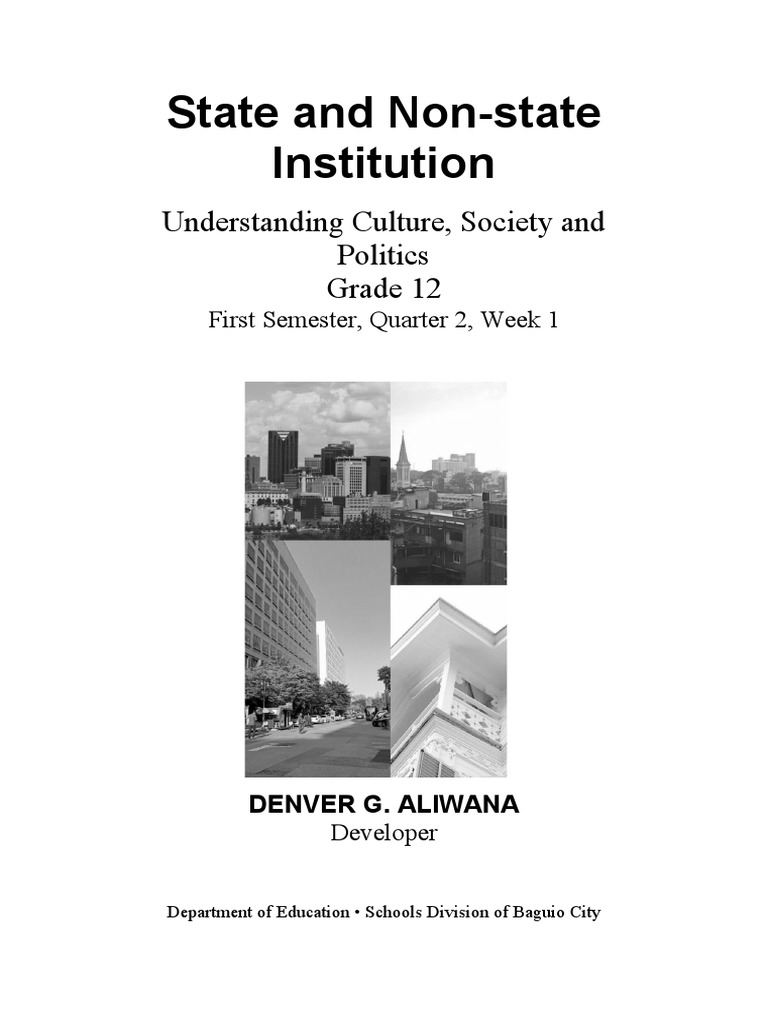 UCSP Q2 - W1 - State and Non State Institutions Edited For Printing ...