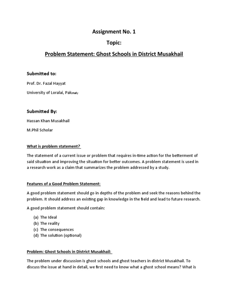 Ghost Schools in Musakhail District | PDF