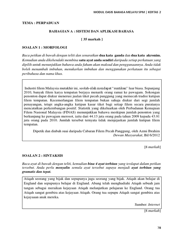 016 Modul OASIS BM SPM Kertas 2-28-36 | PDF
