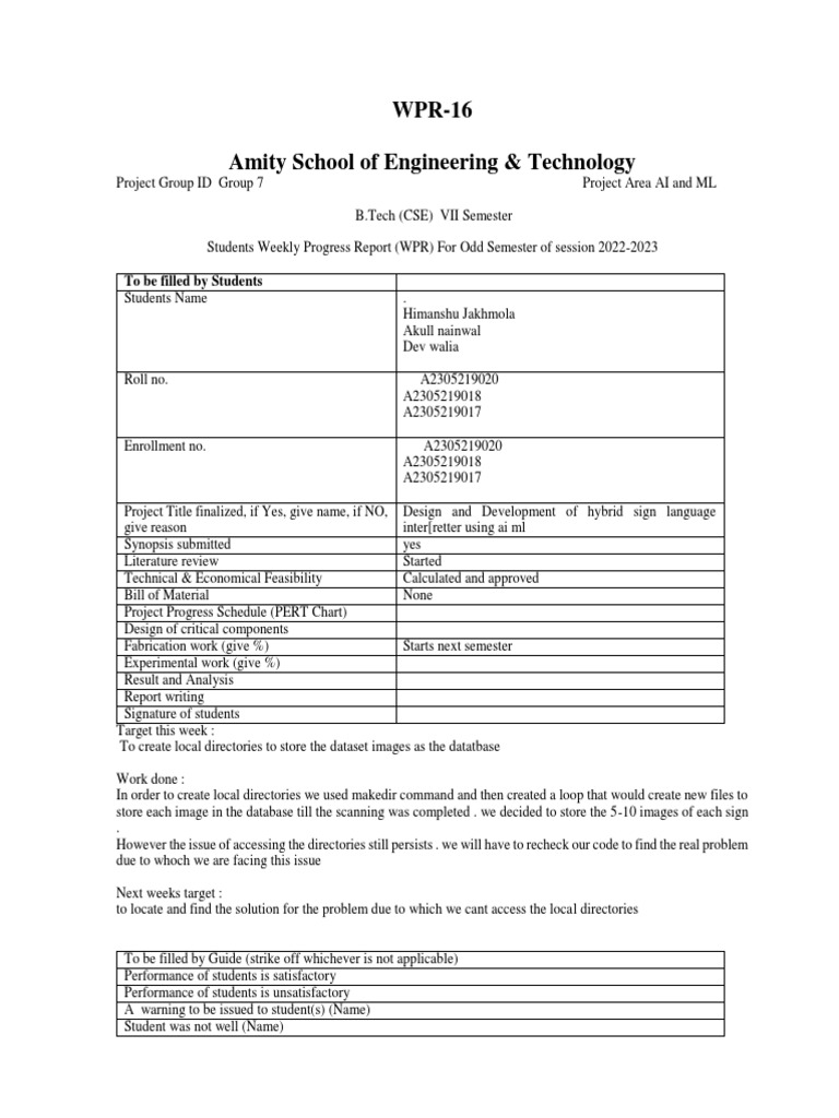 WPR Format Minor Project 16 | PDF