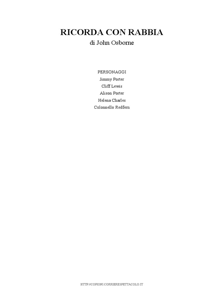 John Osborne - Ricorda Con Rabbia | PDF