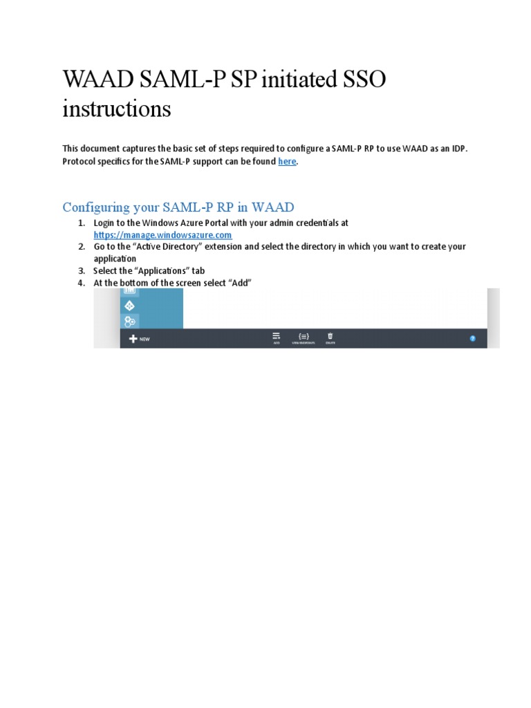 WAAD SAML SP Initiated SSO Instructions - Deep Dive | PDF | Hypertext ...