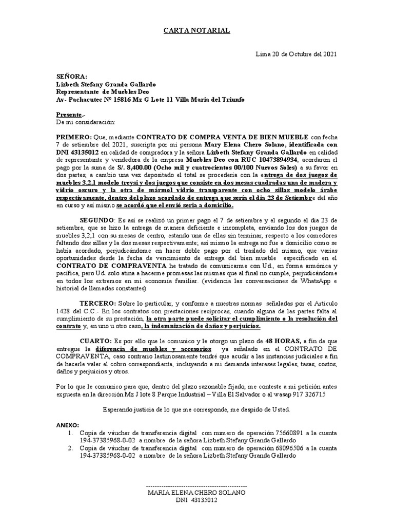 Carta Notarial Final Imprimir | PDF | Daños y perjuicios