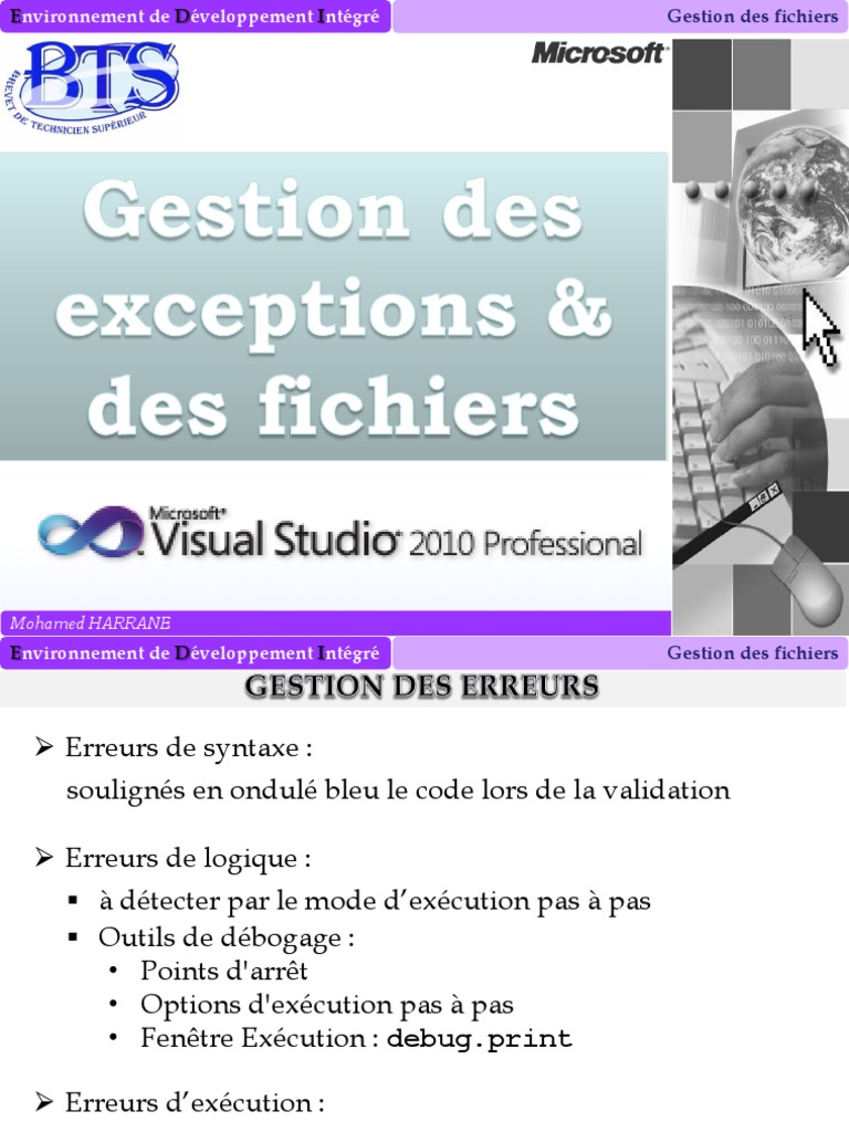 Gestion Des Exceptions | PDF | Fichier informatique | Environnement de développement