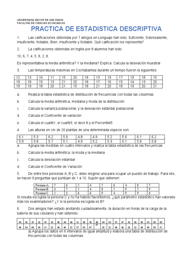 Practica de Estadistica | PDF