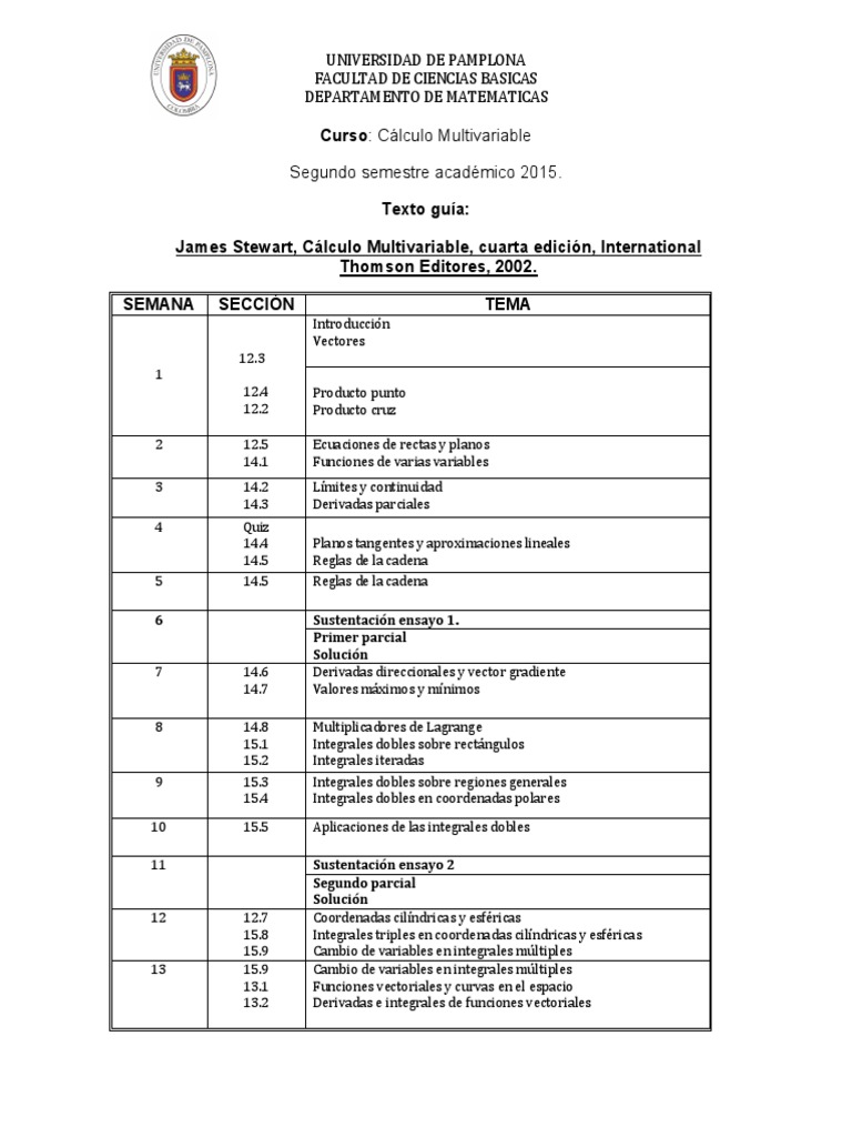 Cálculo Multivariable 2015 | PDF | Integral | Cálculo multivariable