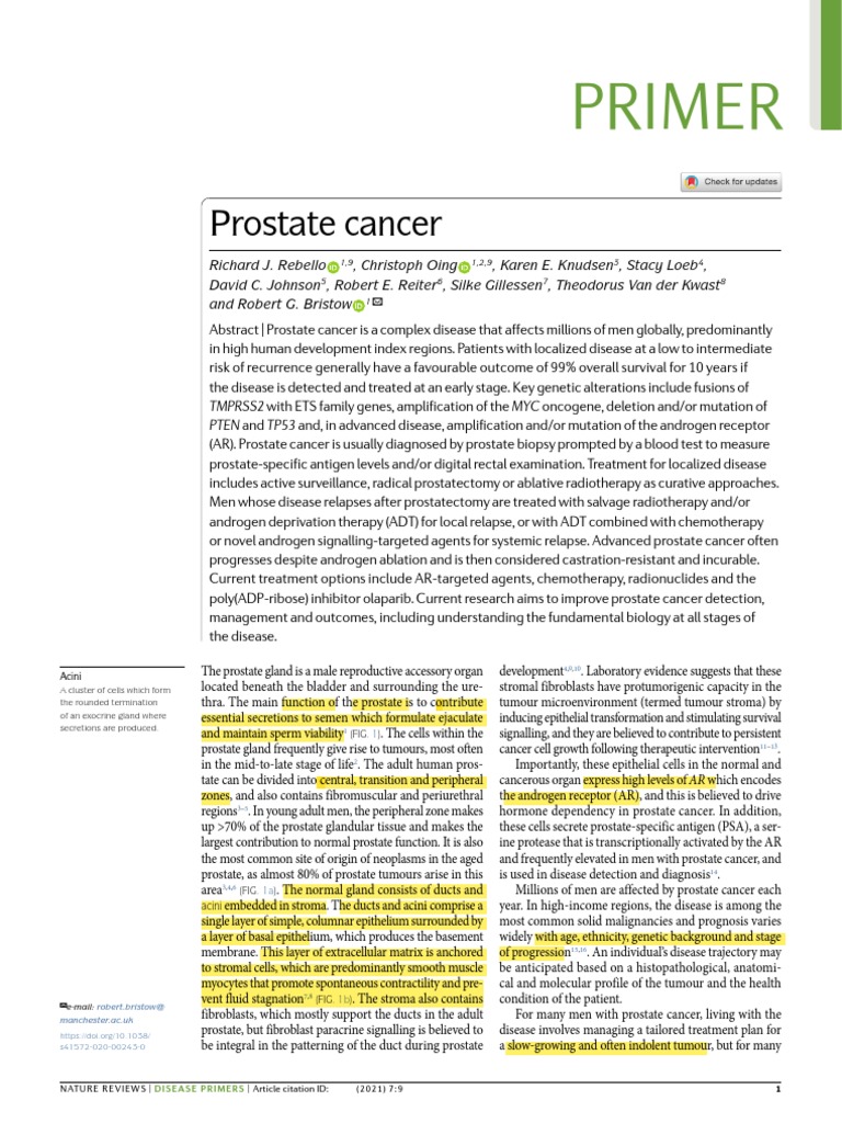 Prostate cancerPRIMER | PDF | Prostate Cancer | Metastasis