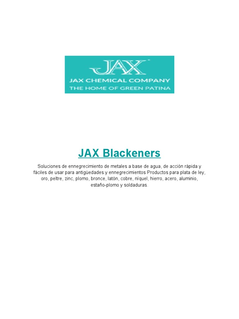 JAX Blackeners: Ennegrecimiento de Metales | PDF