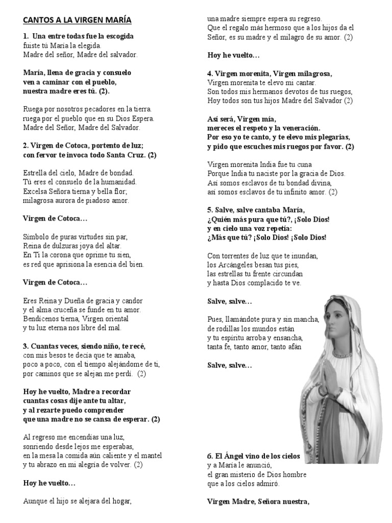 Cantos A La Virgen María Pdf María Madre De Jesús Amor