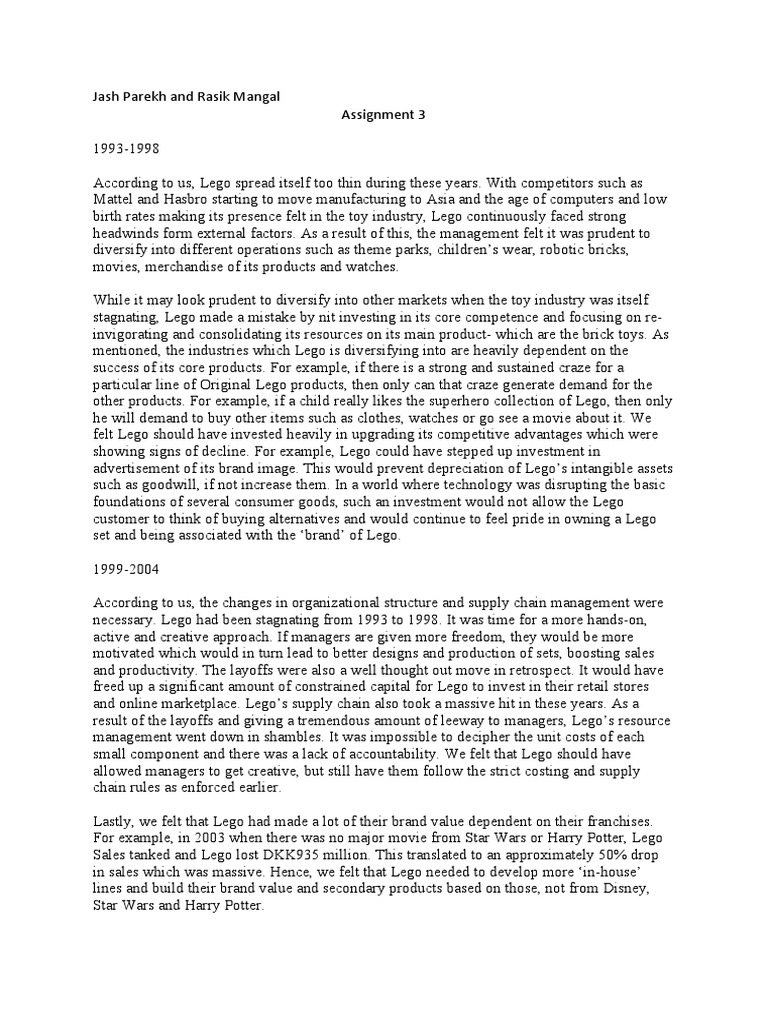 Assignment 3 | PDF | Lego | Brand