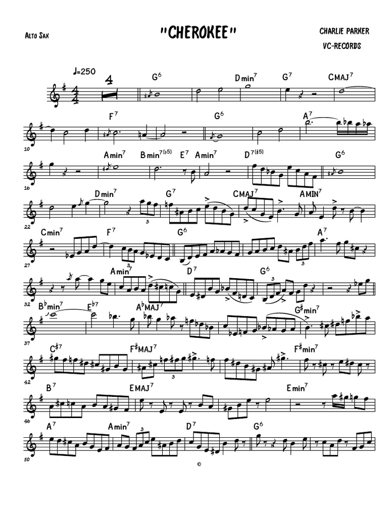 Charlie Parker - Cherokee - Alto Sax | PDF