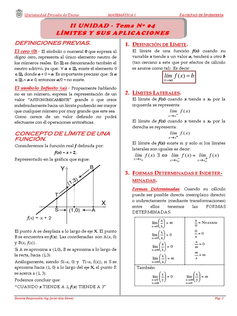 Ii Unidad - Tema #04 Límites Y Sus Aplicaciones: Definiciones Previas ...