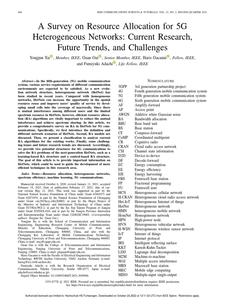 A Survey On Resource Allocation For 5G Heterogeneous Networks Current ...