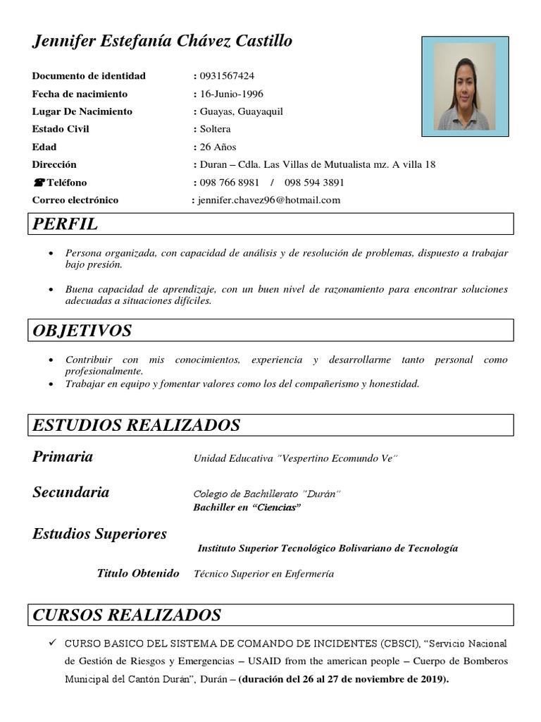 CV Duran Jennifer Chávez Castillo | PDF