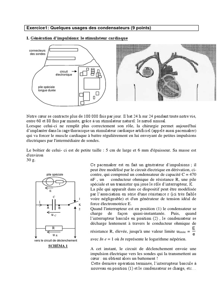 Exercice Condensateur Stimulateur Cardiaque | PDF