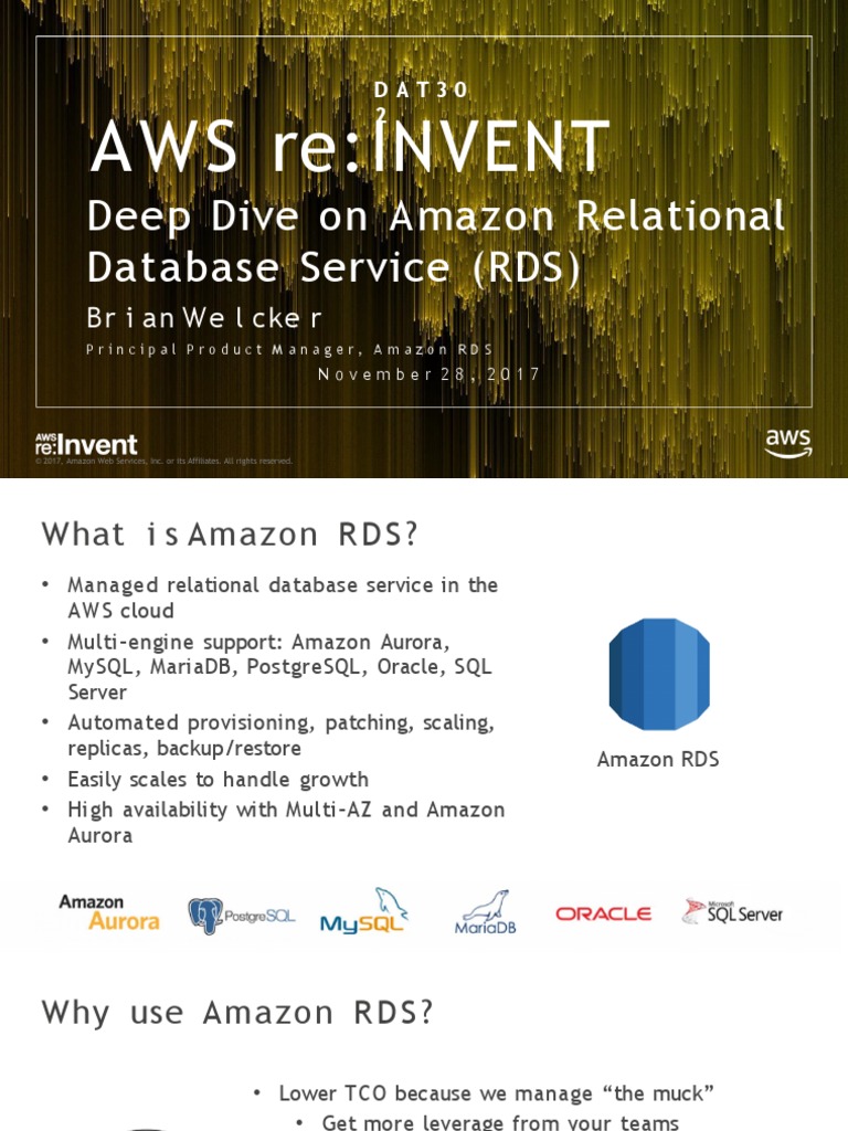 RDS - Deep Dive On Amazon Relational Database Service (RDS) | PDF | Amazon Web Services | Data ...