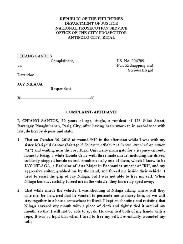 430227823-Complaint-Affidavit-Kidnapping-and-Serious-Illegal-Detention ...