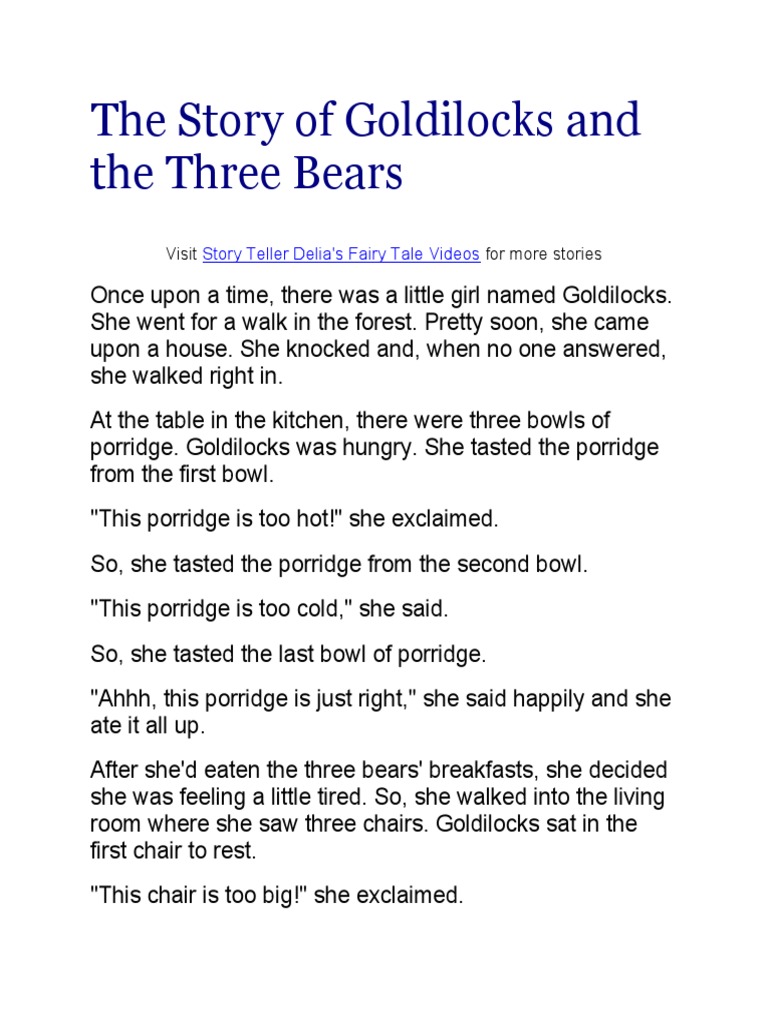 The Story of Goldilocks and The Three Bears | PDF | Business