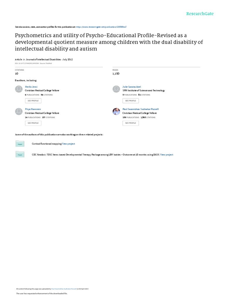 Pep R | PDF | Autism | Intellectual Disability