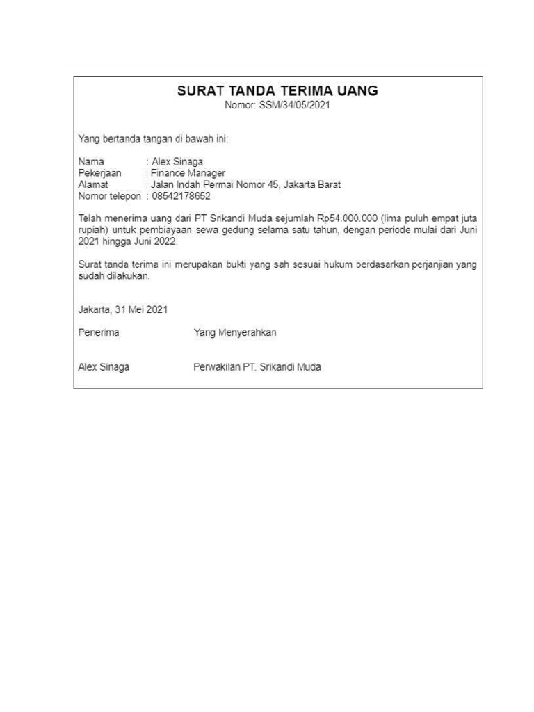 Contoh - Surat Tanda Terima | PDF