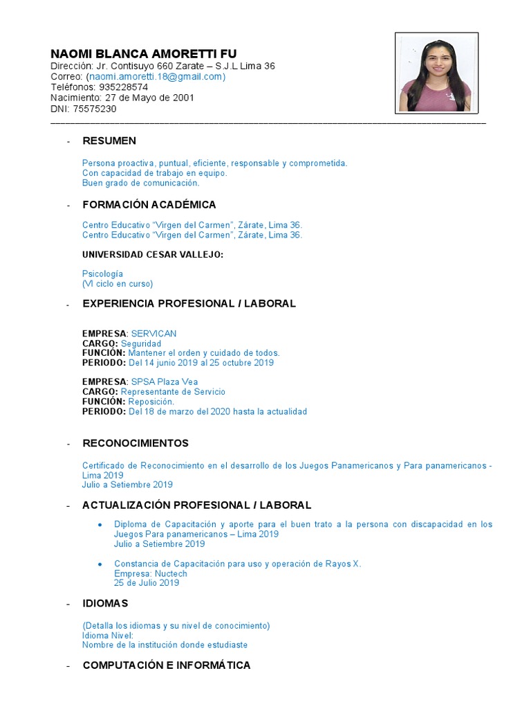 Modelo de Currículum | PDF | Crecimiento personal y profesional