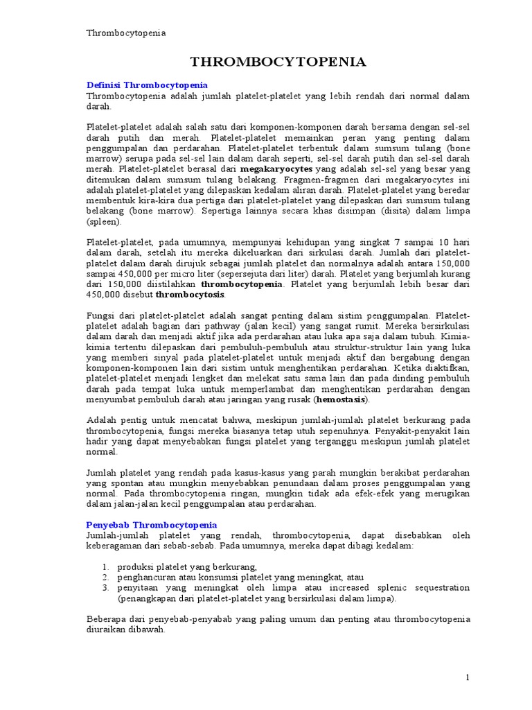 THROMBOCYTOPENIA | PDF