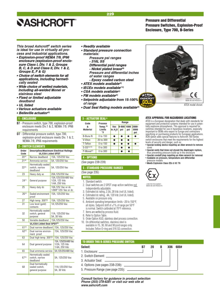 Ashcroft B700 Specs | PDF