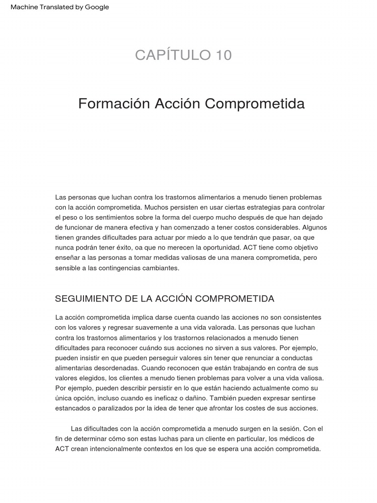 Acción Comprometida en Trastornos Alimentarios | PDF | Psicoterapia ...