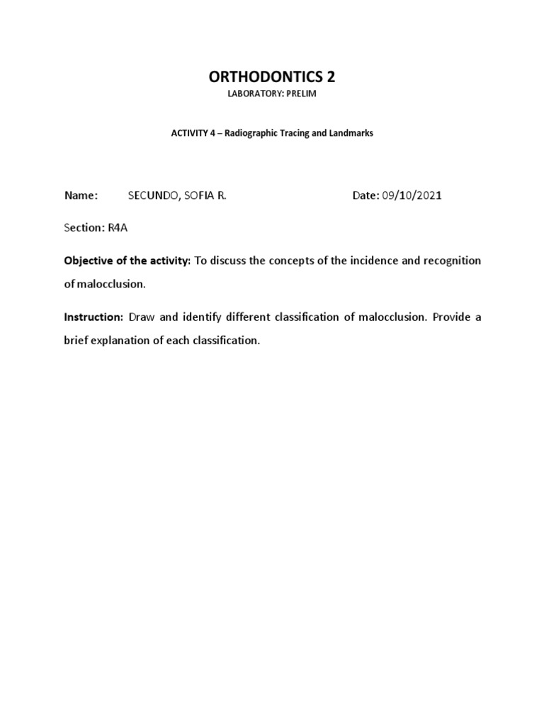 Ortho 2 Lab Act 4 | Download Free PDF | Dental Anatomy | Dentistry Branches