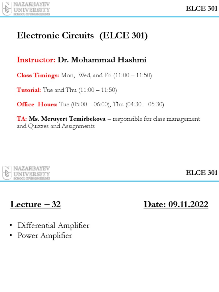 ELCE 301 Electronic Circuits Course Overview | PDF | Amplifier | Electricity