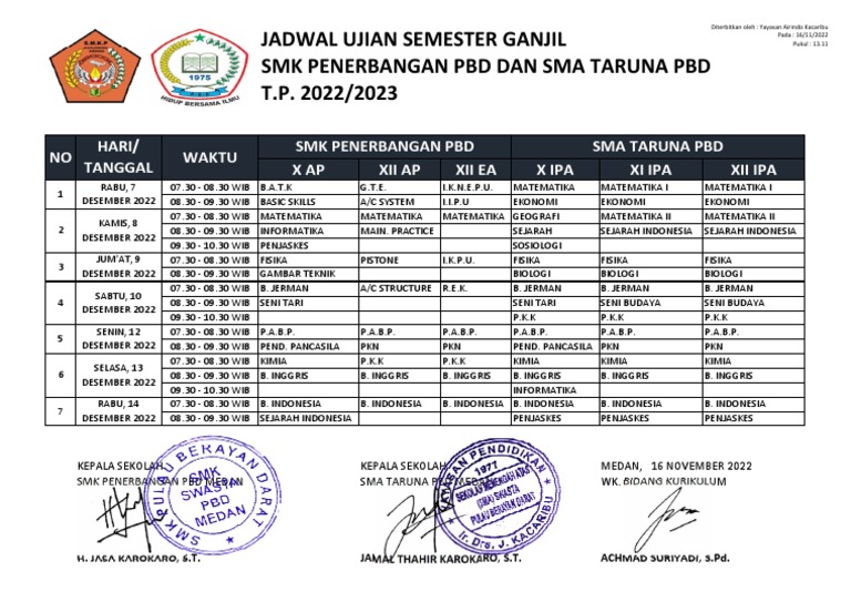 Roster Ujian Sem Ganjil Sma SMK 20220223 (X Dan Xii) | PDF