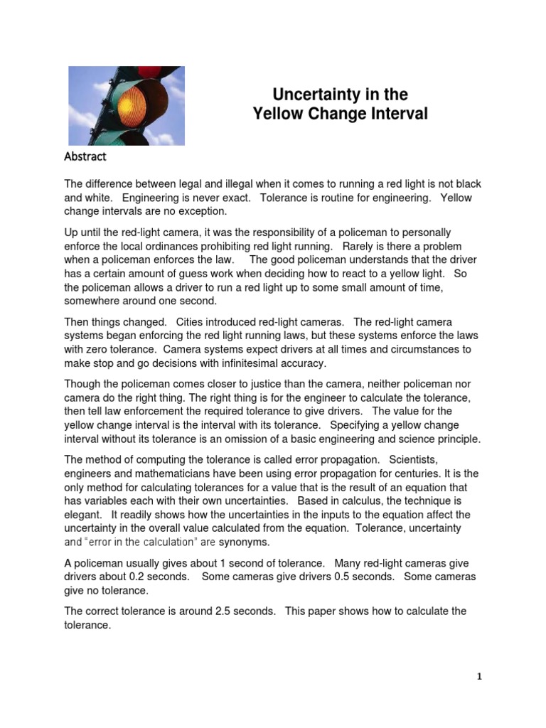Uncertainty in The Yellow Change Interval | PDF | Normal Distribution ...