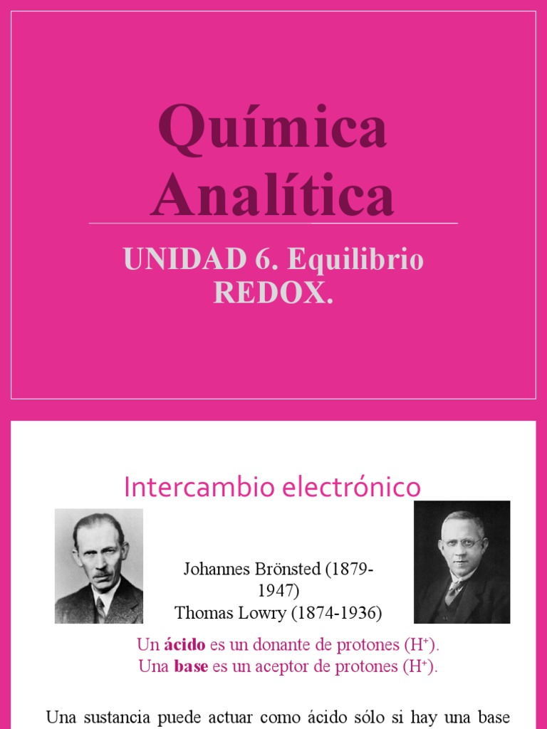 Química Analítica. Unidad 6 Equilibrio Redox | PDF