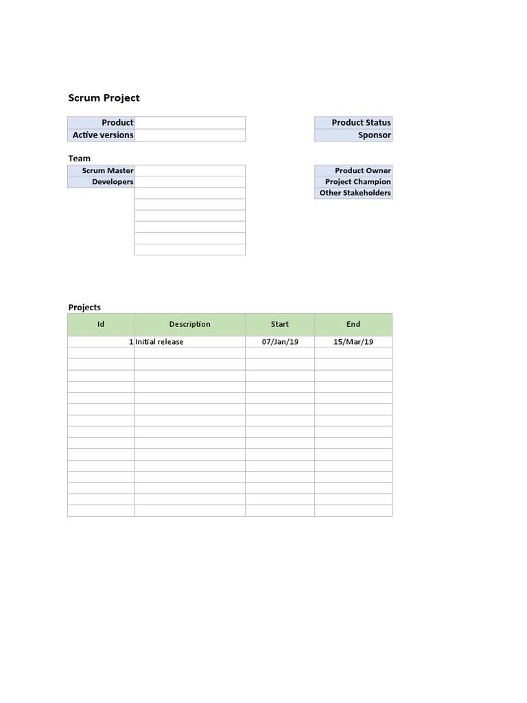 Product Backlog SCRUM Template | PDF