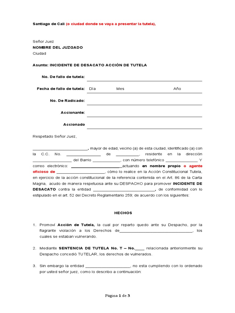 Modelo de Desacato | PDF | Sentencia (ley) | Caso de ley