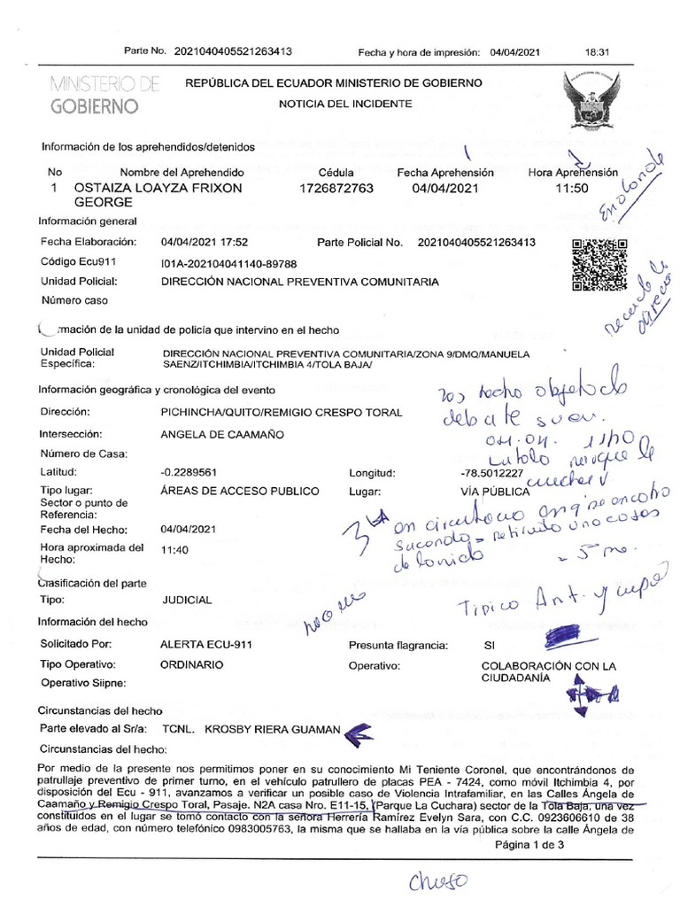 Caso Parte Policial 1 | PDF