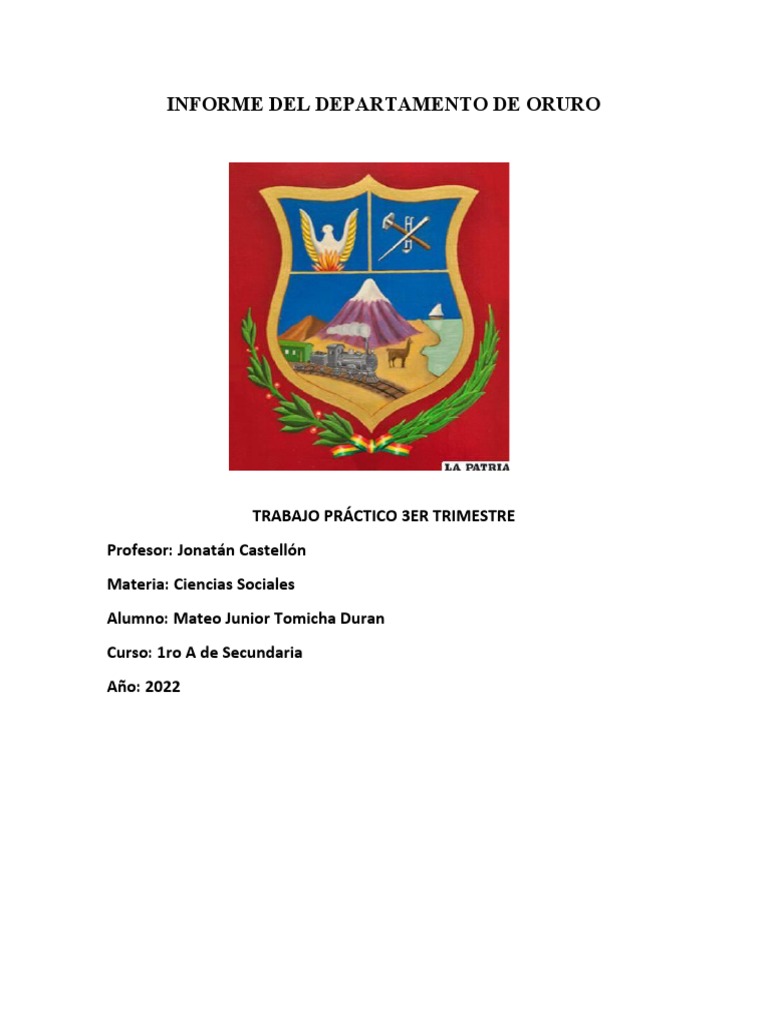 Informe Del Departamento de Oruro | PDF