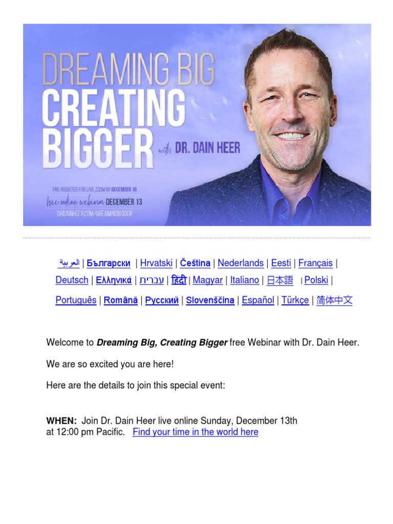Dreaming Big Webinar with Dr. Heer | PDF | Career & Growth
